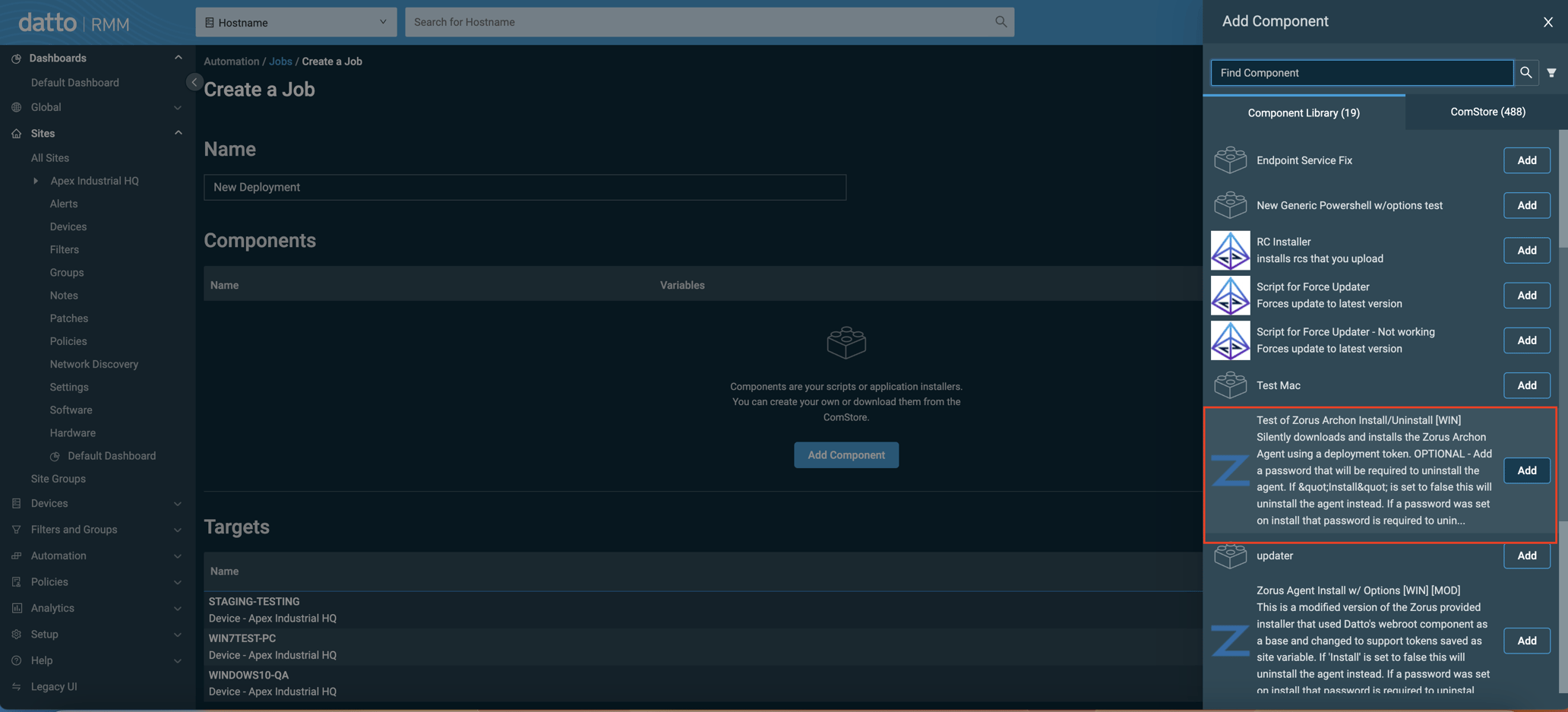 Datto RMM Zorus Agent Deployment